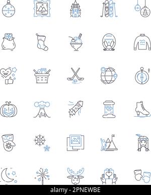 Yuletide Line Icons Kollektion. Feiern, Freude, Jubel, Spaß ...