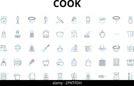 Lineare Koch-Symbole eingestellt. Saute, Grill, Backen, Köcheln, Braten ...