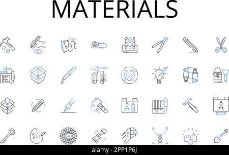 Symbolsammlung für Materiallinien. Kompotstoffe, Inhaltsstoffe ...