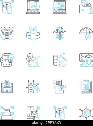 Satz linearer Symbole für Trendanalyse. Prognose, Erkennung ...