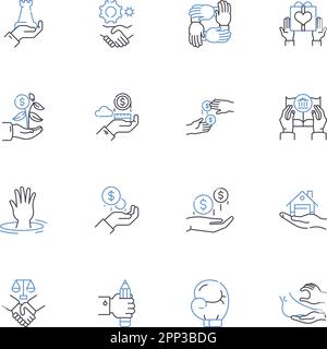 Mores Line Icons Kollektion. Konformität, Ethik, Traditionen, Bräuche ...