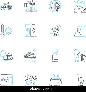 Lineare Symbole für Vergnügen eingestellt. Freude, Freude, Glück ...