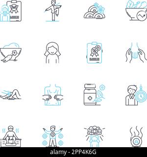 Lineare Symbole für Fitness-Coaching gesetzt. Ausdauer, Stärke ...