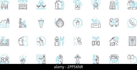 Lineare Symbole für Senioren. Ruhestand, Senioren, Gesundheit, Komfort, Gemeinschaft ...
