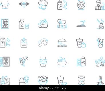 Lineare Symbole für körperliche Fitness gesetzt. Übung, Training ...