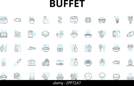Buffet lineare Symbole eingestellt. Vielfältig, Reichlich ...