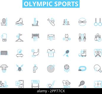 Lineare Symbole für Olympische Sportarten. Gymnastik, Schwimmen ...