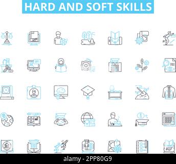 Lineare Symbole für harte und weiche Fähigkeiten. Anpassungsfähigkeit ...