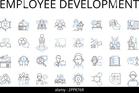 Symbolsammlung für Entwicklungslinien von Mitarbeitern. Karriereentwicklung, Mitarbeiterschulung ...