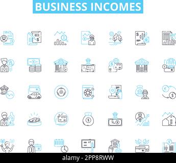 Lineare Symbole für Umsatz und Bezüge festgelegt. Wachstum, Einkommen ...