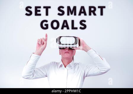 Handschriftliche Schilder „Set Smart Goals“ (Intelligente Ziele ...