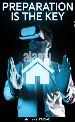 Handgeschriebenes Schild Vorbereitung ist der Schlüssel ...