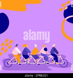 Fünf Kollegen, Die Fahrrad Fahren Und Gemeinsam Erfolgreiche ...