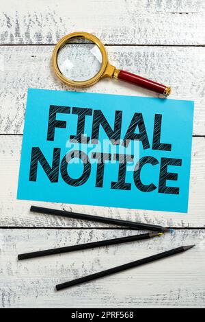 Inspiration zeigt Zeichen Schlusserklärung, Business Concept formale ...