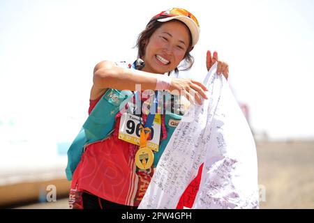 Marokko, Sahara-Wüste. 28. April 2023. Marathon des Sables Stage 5 ...