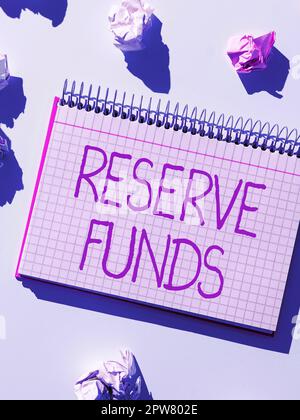 Unterschreiben Sie, in dem Reserve Funds, Business overview Geld ...