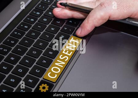 Text mit Einverständniserklärung, Word für allgemeine Zustimmung zu ...