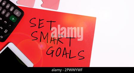 Textzeichen mit „Set Smart Goals“ (Intelligente Ziele festlegen), Wort ...