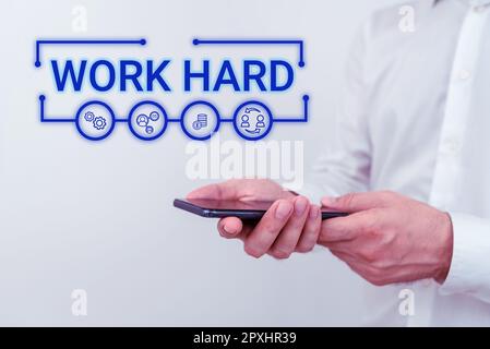 Handschriftliche Texte arbeiten hart, das Business Concept, das sich ...