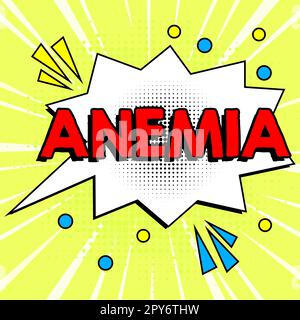 Inspiration zeigt Zeichen einer Anämie. Wort geschrieben unter der ...