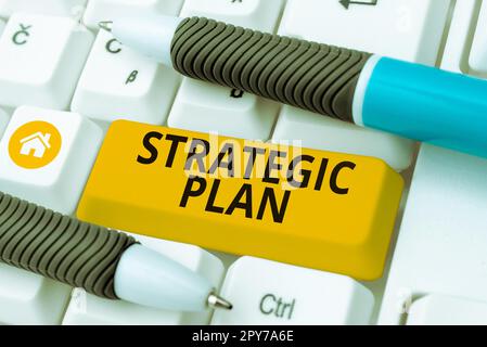 Schreiben mit Text Strategieplan, Geschäftskonzept Ein Prozess, bei dem ...