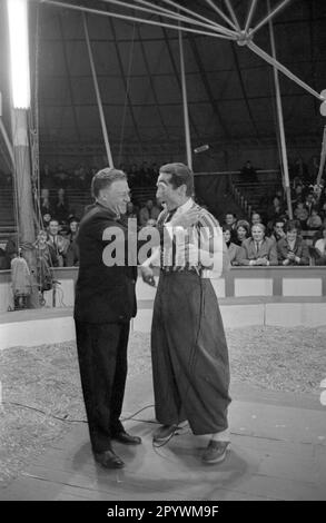 Freddy Quinn bei einer Aufführung im Wiener Zirkus Rebernigg. Im linken ...