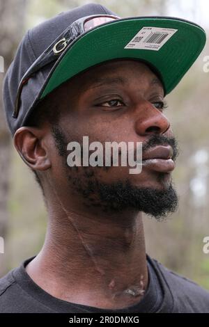 Michael Corey Jenkins stands outside Taylor Hill Church in Braxton ...