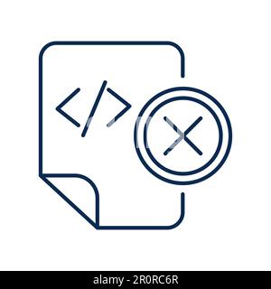 Lineares Schwarzweiß-Symbol zum Löschen von HTML-Tag-Dateien. Entfernen ...