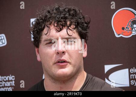Cleveland Browns' Luke Wypler speaks to reporters before the NFL ...