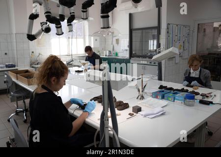 Shoes that belonged to child victims of the former Nazi German death ...