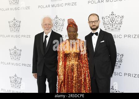 Michael Part, the son of laureate Arvo Part, gives a speech after ...
