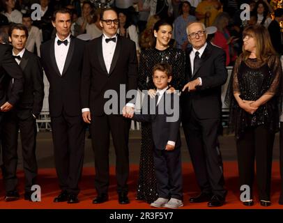 Editor Francesca Calvelli, from left, director Marco Bellocchio ...