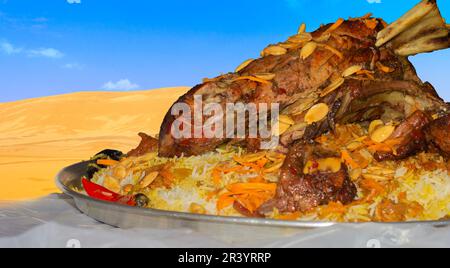 Mandi ist ein traditionelles Gericht aus dem Jemen von Fleisch, Reis ...