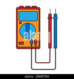 Ein kleines rot-blaues Stromzähler, Tester, digitales Multimeter, zum ...