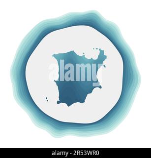 Ko Samui Abzeichen. Rundes Logo der Insel mit dreieckiger Netzkarte und ...