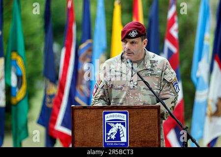 Lt. Gen. Christopher T. Donahue speaks as a part of the ceremony to ...