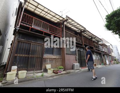 Nagaya, Japanese style row houses are pictured in Kyojima district in ...
