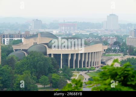 Smoke from Canadian wildfires obscure buildings in this view of ...