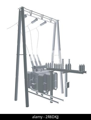 Polygonale Elektrotransformator-Unterstation Stromnetz-Umspannwerk ...
