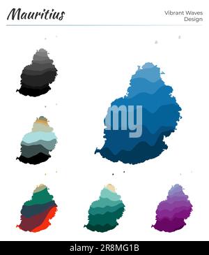 Mauritius Karte. Sammlung von Karten von Mauritius im gepunkteten Stil ...