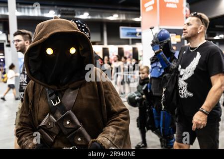 UTRECHT - Besucher in Kostümen während der Dutch Comic Con in den ...