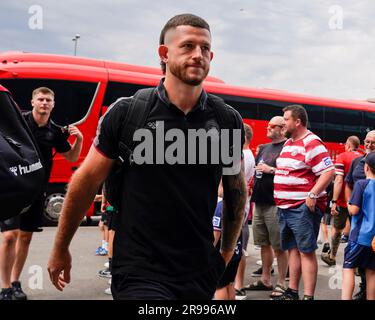 Cade Cust #6 von Wigan Warriors trifft vor dem Betfred Challenge Cup ...