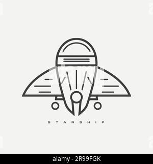 Raumschiff-Logo. Space Satelite Retro Shuttle Mond Discovery Logotypen ...