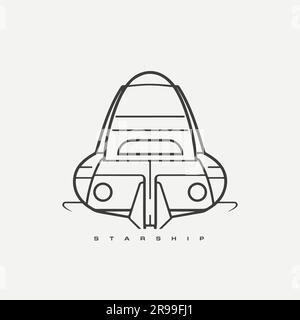 Raumschiff-Logo. Space Satelite Retro Shuttle Mond Discovery Logotypen ...