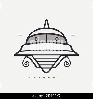 Raumschiff-Logo. Space Satelite Retro Shuttle Mond Discovery Logotypen ...