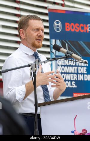 Sebnitz, Deutschland. 30. Juni 2023. Ministerpräsident Michael ...