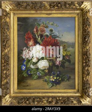 Helen Augusta Hamburger - Stillleben mit Blumen und Früchten 1862 ...