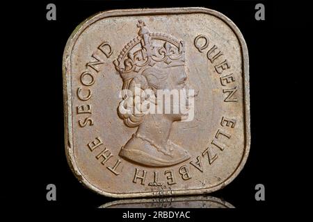 1957 Malaya & Britisches Borneo 1-Cent-Münze. Der obere Teil zeigt ein ...