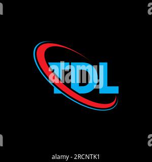 TDL-Logodesign mit kreisförmigem Buchstaben und Ellipsenform. TDL-Ellipsenbuchstaben im ...