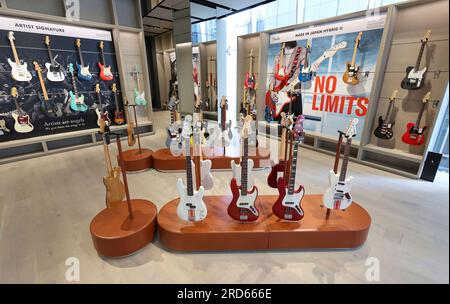 A photo shows FENDER FLAGSHIP TOKYO in Shibuya Ward, Tokyo on July 19 ...